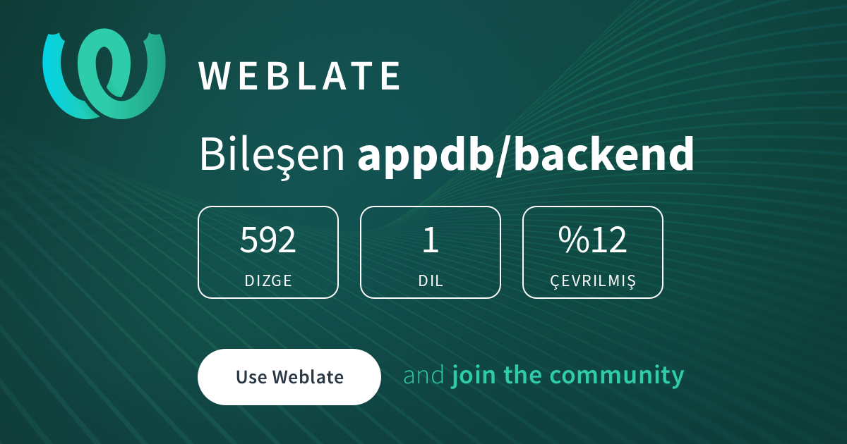 appdb/backend — Turkish @ Weblate